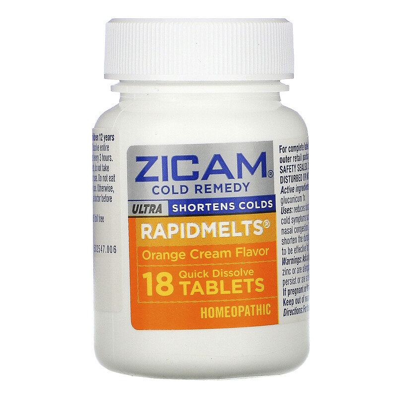 Zicam, Ultra Cold Remedy, RapidMelts, Orange Cream Flavor, 18 Quick ...
